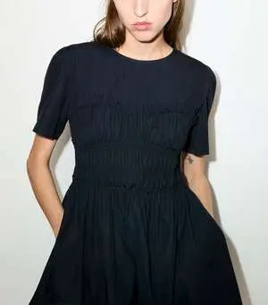 Max & Co. Cotton-virgin Wool Shirred Midi Dress