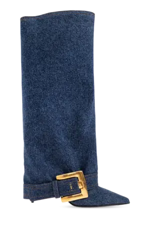 Balmain Denim Heeled Boots - Blue