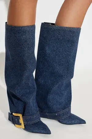 Balmain Denim Heeled Boots