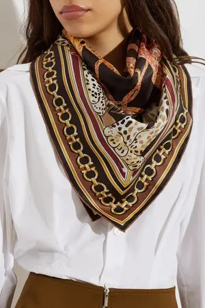 FERRAGAMO Silk Scarf With Print