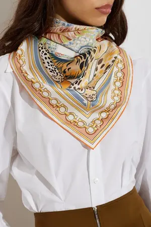 FERRAGAMO Silk Scarf With Print