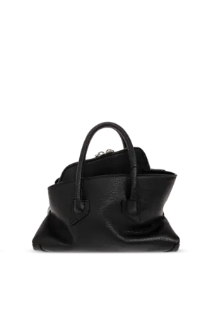 Attico La Passeggiata Mini' Textured Leather Bag - Black