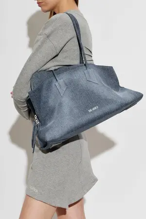 Attico La Passeggiata" Medium Bag In Cotton Denim - Blue
