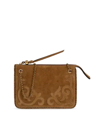 Etro Suede Bag With Logo - Brown