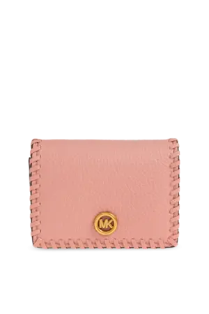 Michael Kors Leather Card Holder With Logo - Pink