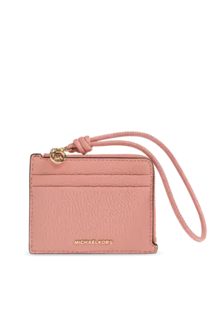 Michael Kors Leather Card Holder With Logo - Pink