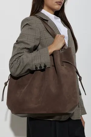 Yuzefi Scallop" Shopper Bag In Suede And Leather - Brown