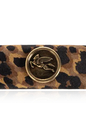 Etro Hair Clip With Animal Print And Gold Logo
