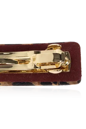 Etro Hair Clip With Animal Print And Gold Logo