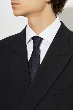 FERRAGAMO Silk Tie With Emblem Pattern