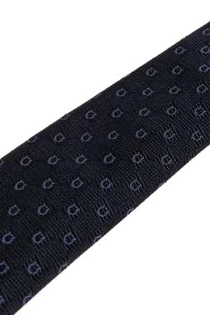 FERRAGAMO Silk Tie With Emblem Pattern
