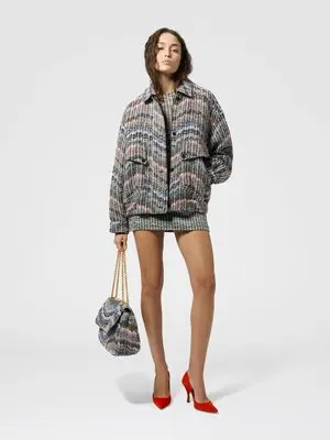 Missoni Oversized Chevron Knit Bomber With Sequins