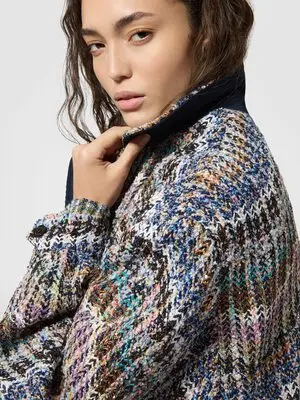Missoni Oversized Chevron Knit Bomber With Sequins