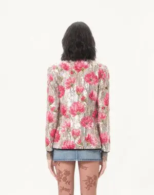 Valentino Garavani Embroidered Organza Jacket With Floral Sequins - Multicolour