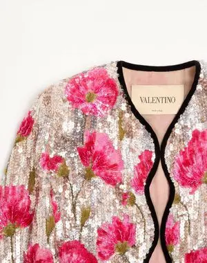 Valentino Garavani Embroidered Organza Jacket With Floral Sequins - Multicolour