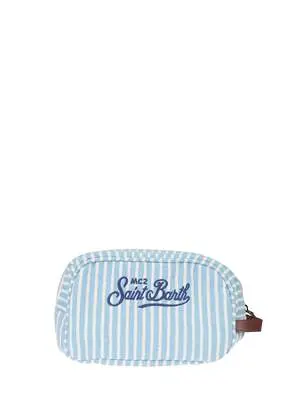 MC2 SAINT BARTH Striped Linen Pouch - Light Blue