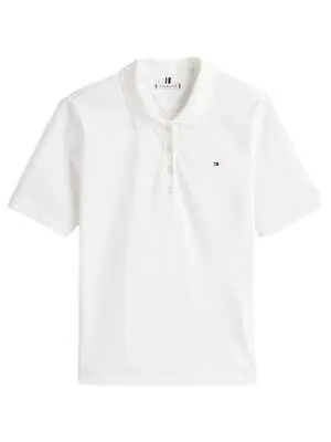 Tommy Hilfiger Short Sleeve Polo Shirt With Button Detail - Ecru