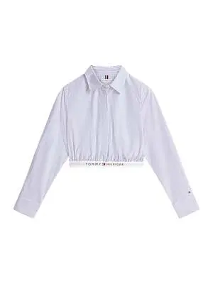 Tommy Hilfiger Striped Button-up Long Sleeve Shirt With Sophisticated Hem - Light Blue