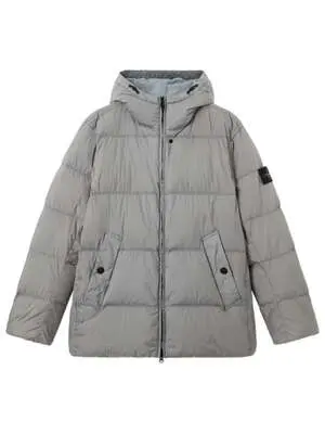 Stone Island Shaped Padded Hood Jacket With Double-adjustable Drawstring, Slanted Snap Pockets & Two-way Zip