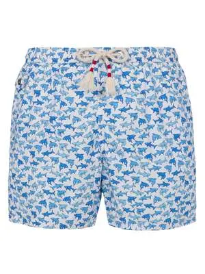 MC2 SAINT BARTH Shark Print Swim Trunks - White