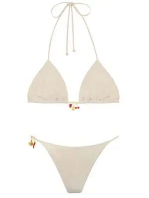 MC2 SAINT BARTH Embellished Triangle Bikini - Ivory