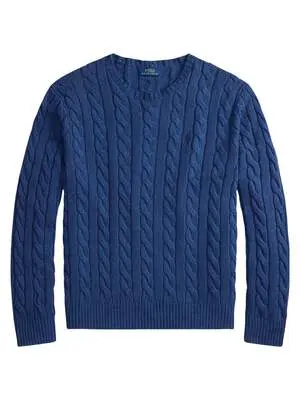 Ralph Lauren Cotton Cable Knit Crewneck Sweater - Navy