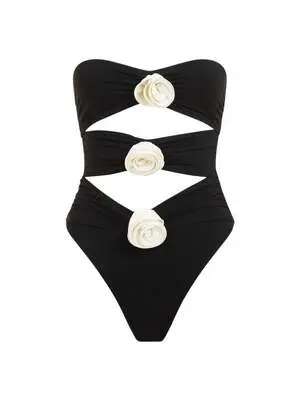 LA REVECHE Embellished Strapless Swimsuit - Black
