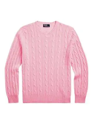 Ralph Lauren Cable Knit Cashmere Crewneck Sweater - Pink
