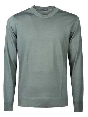 DRUMOHR Round Neck Long Sleeve Sweater With Ribbed Hem And Cuffs - Green