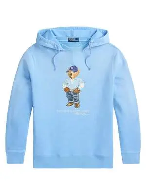 Ralph Lauren Polo Classic Cotton Blend Hoodie With Graphic Print - Light Blue