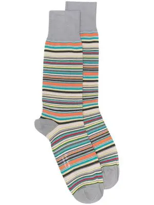 Paul Smith Horizontal Stripe Pattern Ribbed Edge Socks - Grey
