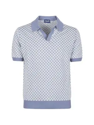 DRUMOHR V-neck Short Sleeve Ribbed T-shirt For - Navy