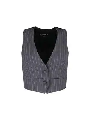 DONDUP Virgin Wool Blend Vest With Pin Stripes