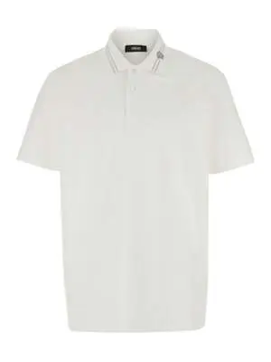 Versace Embroidered Cotton Piqué Polo - White