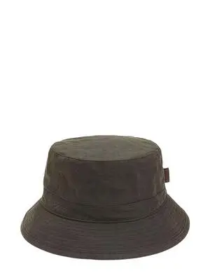 Barbour Waxed Cotton Embroidered Logo Bucket Hat - Green
