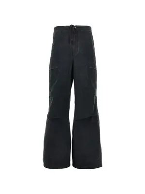 ENTIRE STUDIOS Cotton Drawstring Wide Leg Trousers - Black