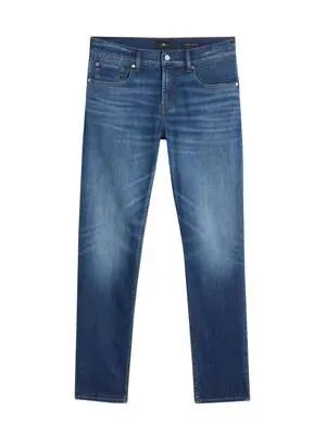 7 For All Mankind Classic Fit Topstitched Denim Jeans - Denim Blue