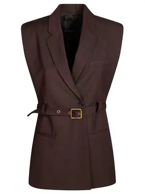 Pinko Diagonal Quilted Vest - Marrone