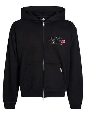 REPRESENT Full Zip Hoodie With Graphic Detail - Nero