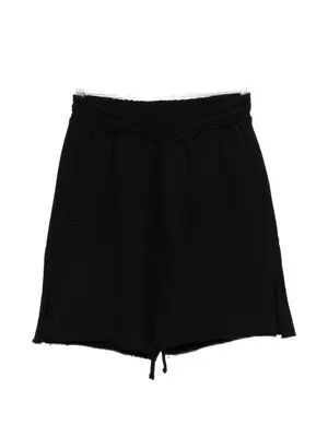THOM KROM Drawstring Waist Shorts With Frayed Hem - Black
