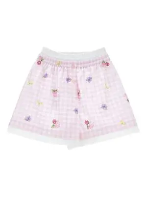 Monnalisa Gingham Floral Mini Shorts - Multicolor