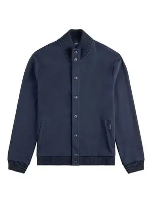 FAY FAY Ribbed Trim Button-Fastening Sweater With Welt Pockets Navy