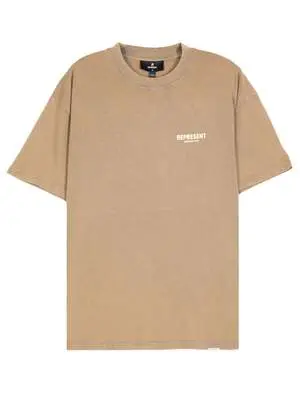 REPRESENT Crew Neck Logo Detail Short Sleeve T-shirt - Beige