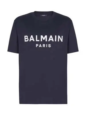 Balmain Round Neck Short Sleeve T-shirt - Navy