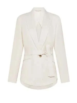 Seventy Tailored Notched Lapel Belted Jacket - Ivory