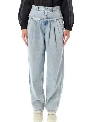 MARANT ETOILE Iniza Wide-leg Pleated Denim Jeans - Blu