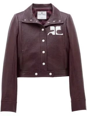 COURREGES Padded Glossy Vinyl Jacket With High Collar - Bordeaux