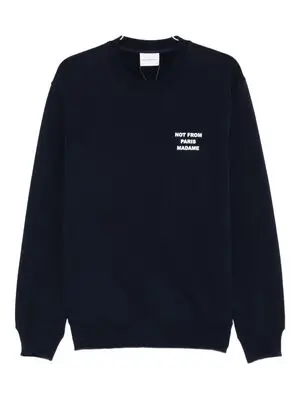 Drole De Monsieur Crew Neck Long Sleeve Sweater - Navy