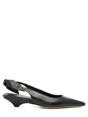 VIC MATIE Leather Slingback Pumps With Bow Detail - Black