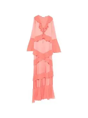 LES FILLES D'EVA Ruffled Maxi Dress - Red